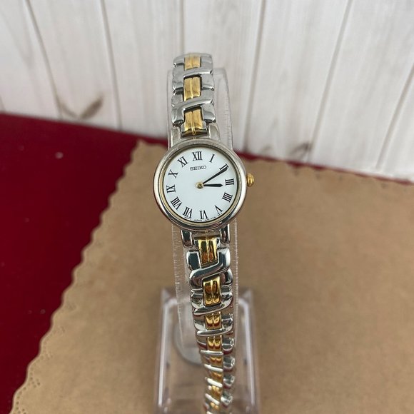 Seiko | Accessories | Vintage Womens 2 Tone Seiko Watch White Roman Numerals | Poshmark